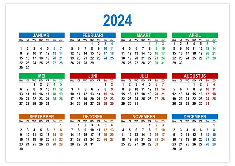 Kalender 2024 horizontaal – kalende.ru